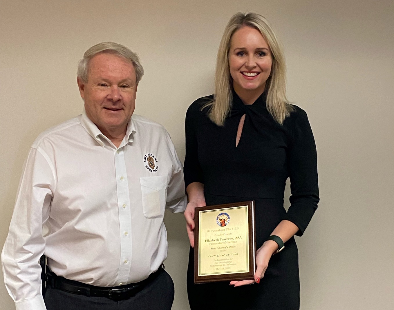 Elizabeth Traverso awarded the St. Petersburg Elks #1224 Prosecutor of ...